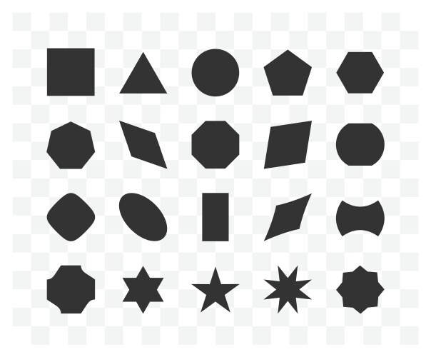 Geometric shapes with labels set 12 basic Vector Image