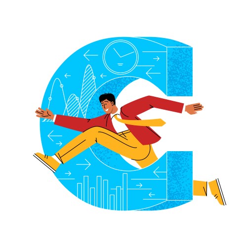 English alphabet with people characters Royalty Free Vector