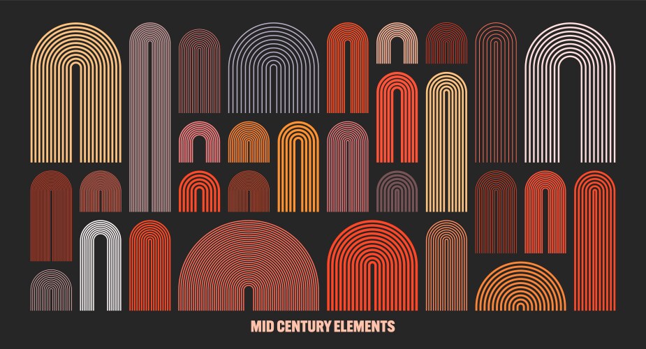 Mid century arch elements modern geometric shapes Vector Image