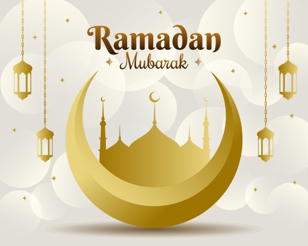 Ramzan mubarak greeting with islamic mosque Vector Image