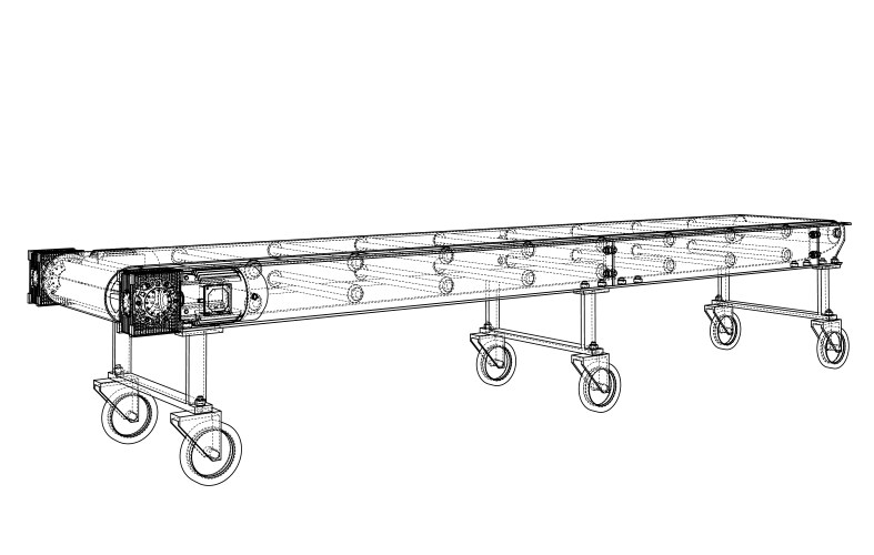 Chain transmission in a roller conveyor Royalty Free Vector