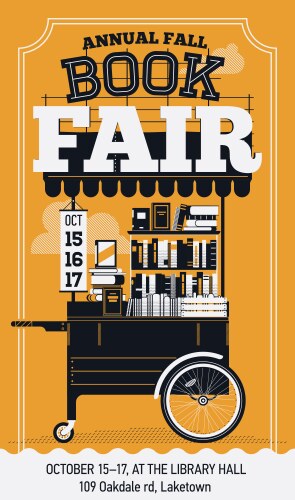 Book market literature fair flyer design library Vector Image