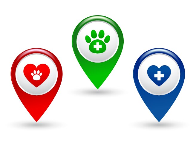 Blue veterinary icon with pets Royalty Free Vector Image