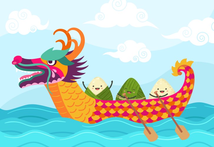 Dragon boat festival elements set Royalty Free Vector Image
