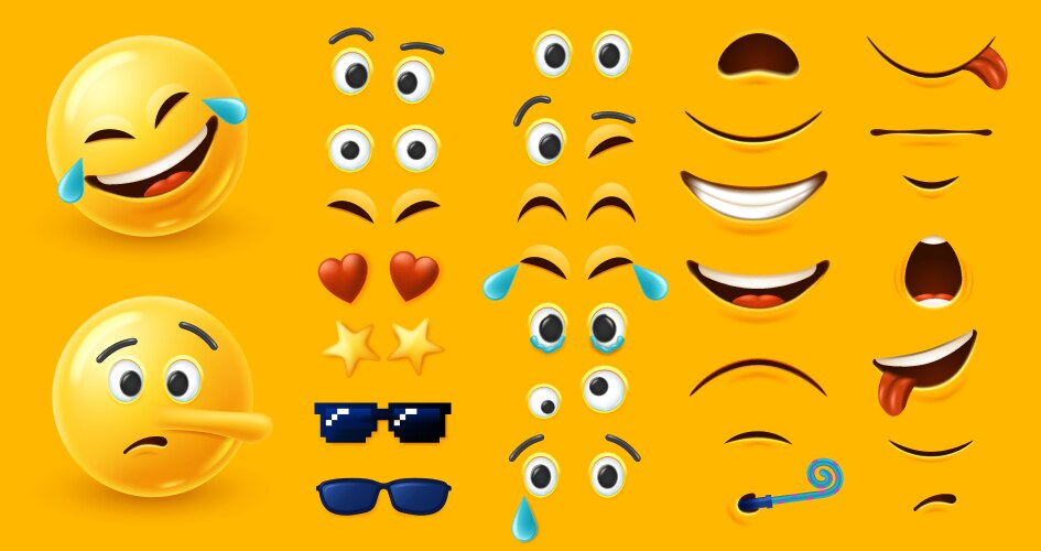 Humorous emoji set emoticon face collection Vector Image