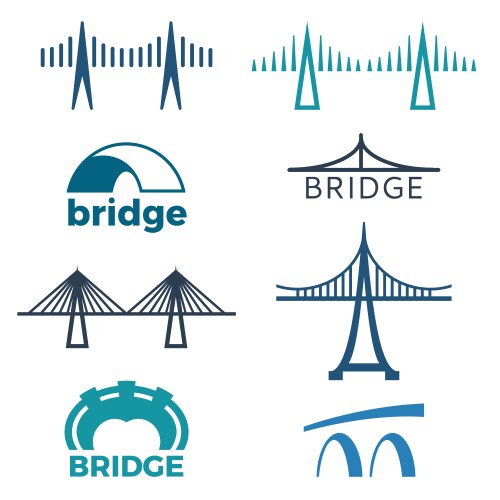 Bridge icons set flat style Royalty Free Vector Image