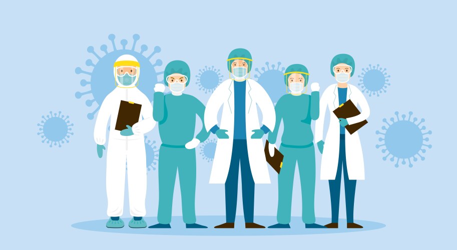 Doctors and nurses fight against covid-19 Vector Image