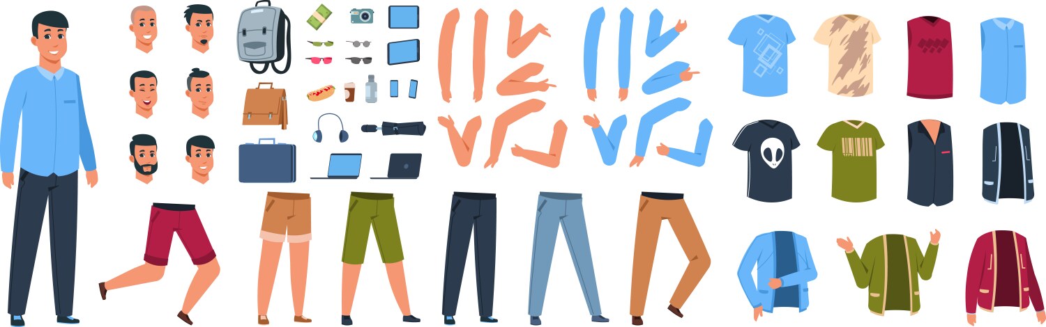 Cartoon male character kit man animation body Vector Image