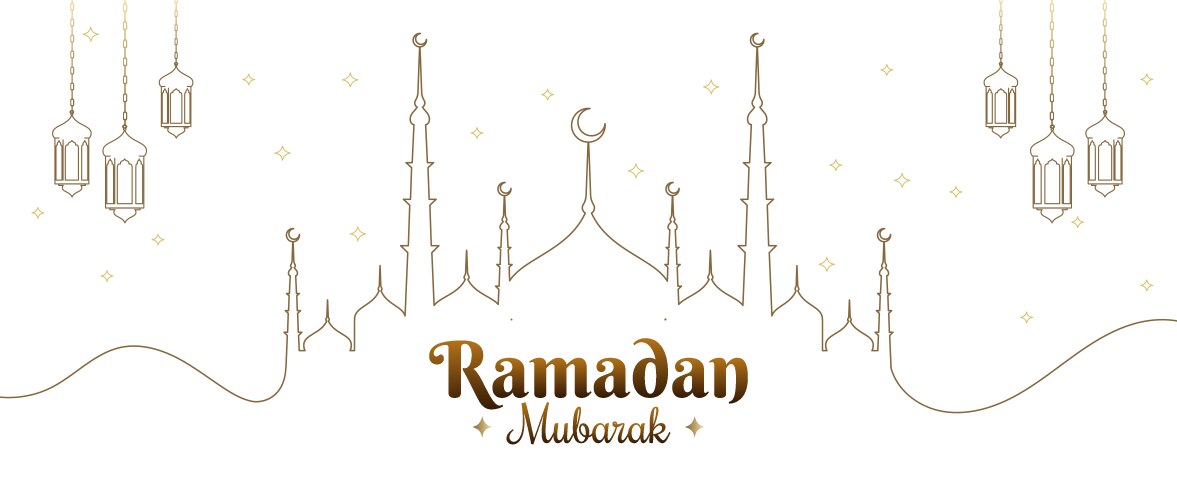 Ramzan mubarak with islamic structure mosque Vector Image