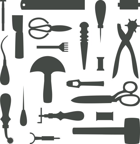 Leather craft working tools set shoemaker Vector Image