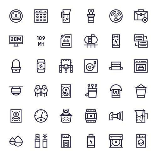 Capacity Icon Set - 36 Line Icons – Royalty-Free Vector | VectorStock