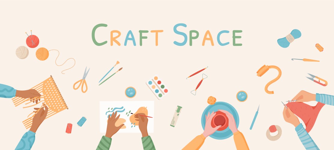 Cartoon handicraft craftwork art class concept Vector Image