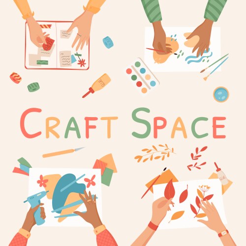Flat creative diy art class Royalty Free Vector Image
