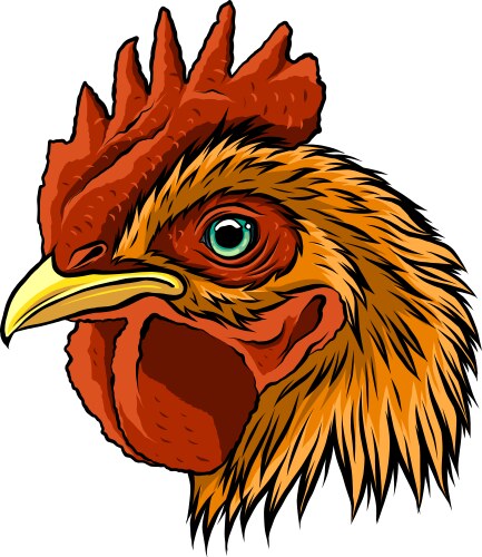 Engraving rooster head Royalty Free Vector Image