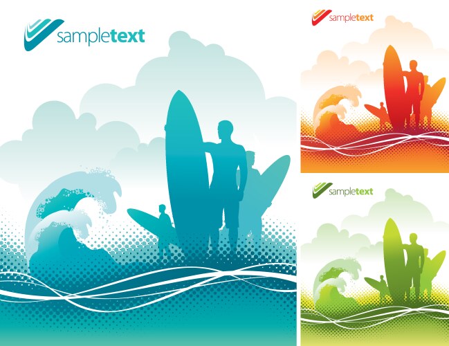 Surfer on a beach Royalty Free Vector Image - VectorStock