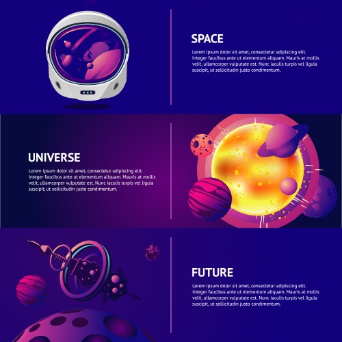 Space solar system website template with header Vector Image