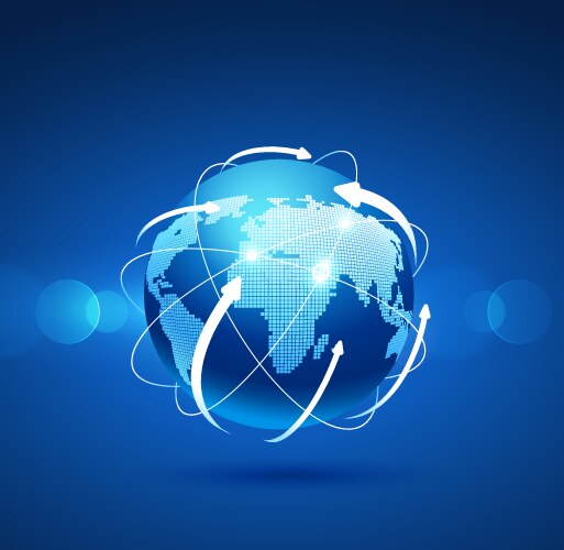 3d globe map with global social network Royalty Free Vector