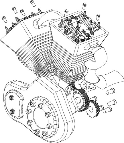 Motorcycle engine and wings Royalty Free Vector Image