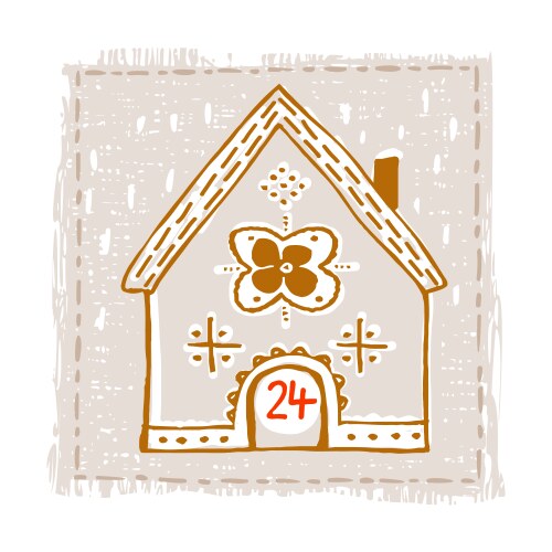 Whimsical advent calendar cottage door Royalty Free Vector