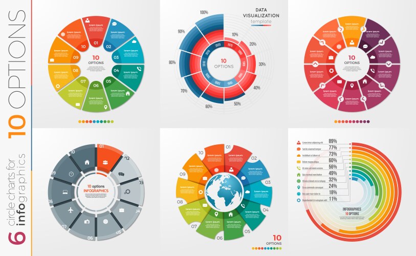 Set of infographic circle templates Royalty Free Vector