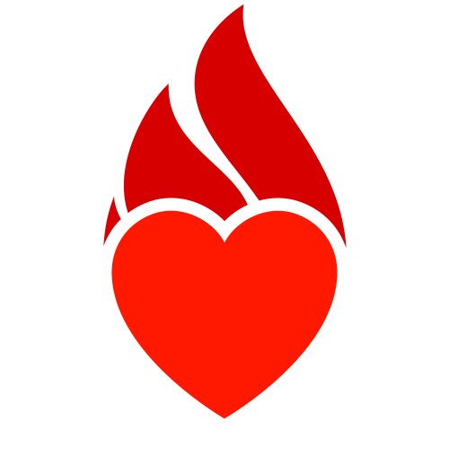 Fire flame icon hot heart symbol Royalty Free Vector Image