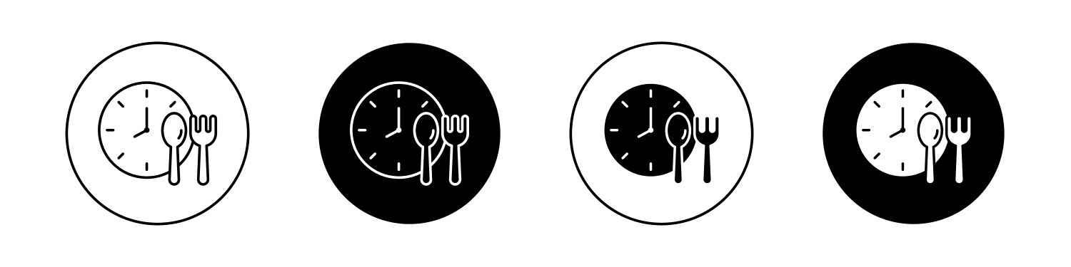 Lunch time icon set clock and meal symbol Vector Image