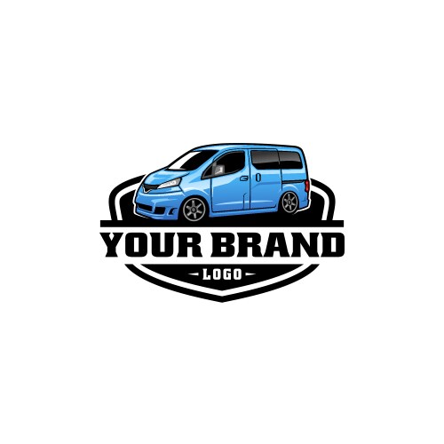 Combi van car vintage logo design Royalty Free Vector Image