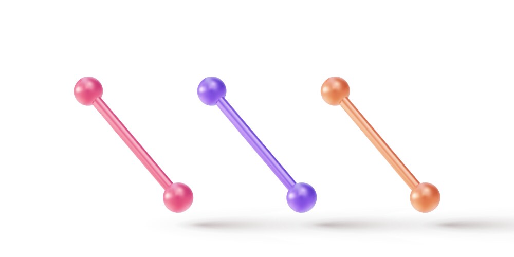 3d realistic set flying piercing jewelry barbell Vector Image