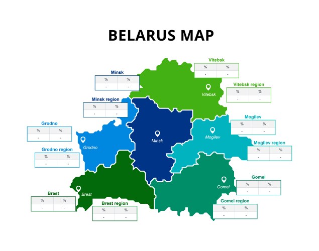 Belarus map cities regions Royalty Free Vector Image