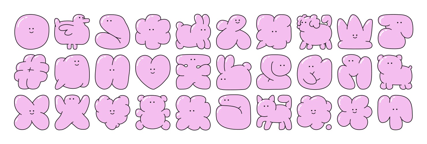 Bubble abstract shapes alphabet font funky Vector Image