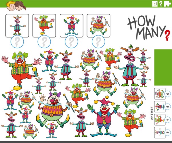 Cartoon education counting game for preschool Vector Image