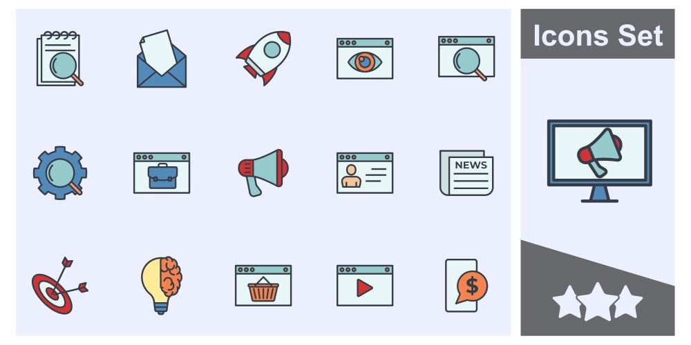 Media advertising icon set symbol collection logo Vector Image