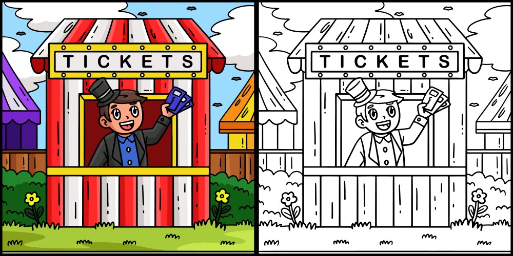 Circus ticket booth colored cartoon Royalty Free Vector