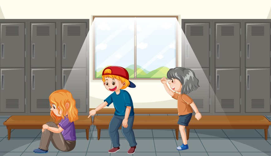 Bullying kids school scene Royalty Free Vector Image