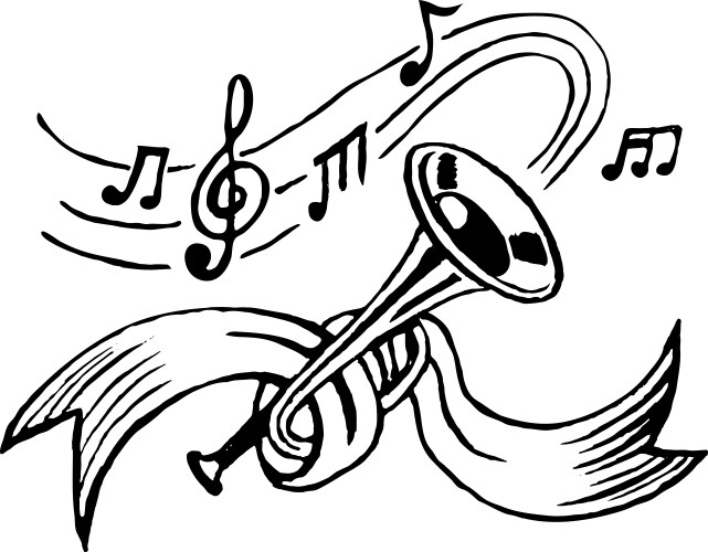 Musician playing music on big trumpet cartoon Vector Image