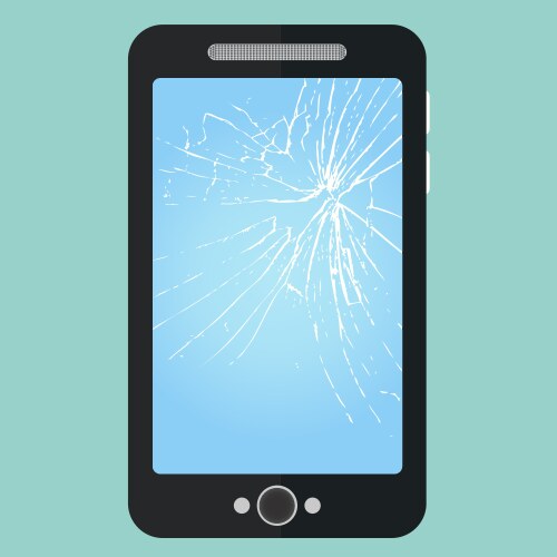 Mobile phone with broken screen set gadget device Vector Image