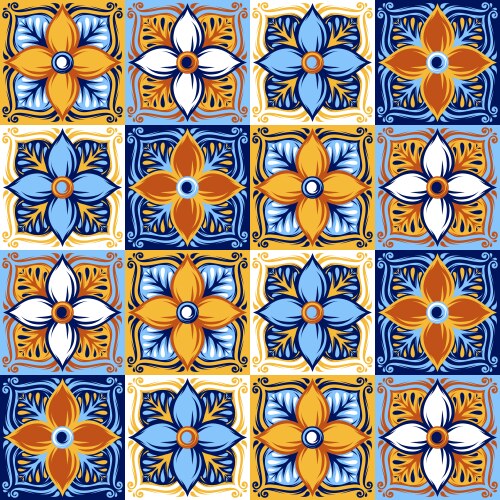 Mexican tiles seamless pattern - big set Vector Image