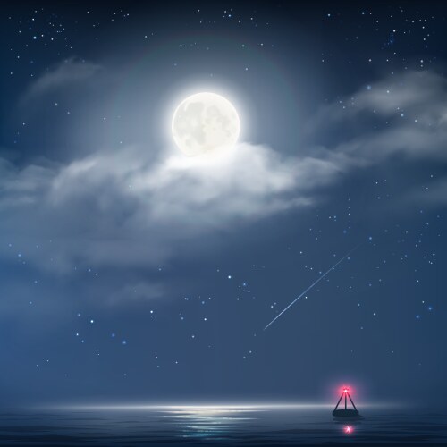 Full moon on ocean Royalty Free Vector Image - VectorStock