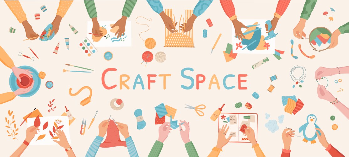 Cartoon handicraft craftwork art class concept Vector Image