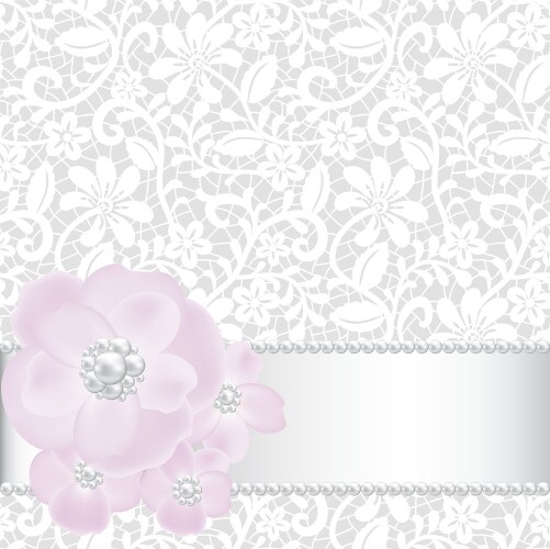 Lace background and pearl necklace Royalty Free Vector Image