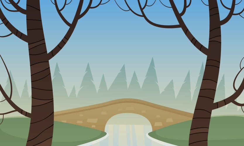 Bridge made of tree logs small timber footbridge Vector Image