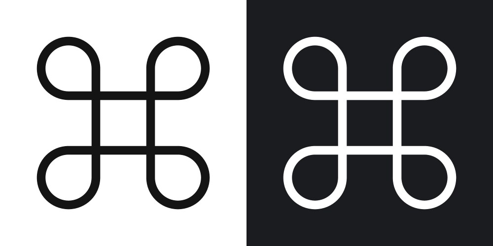 Command icon set in black and white outlines Vector Image