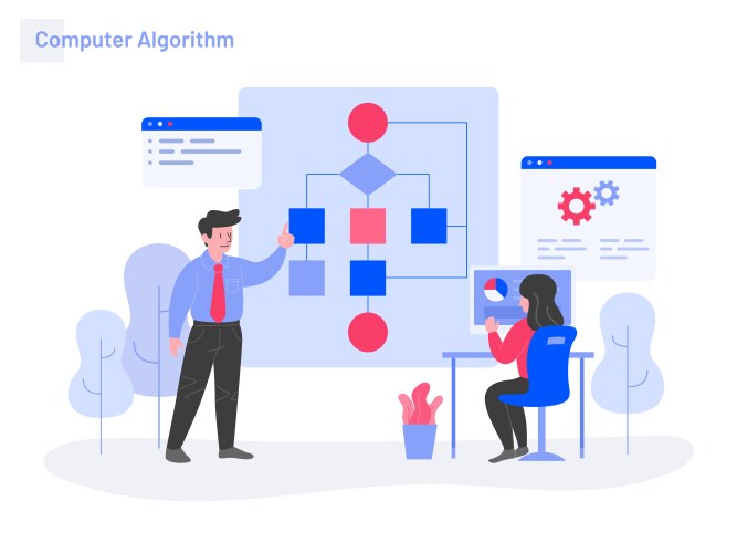 Man and digital era algorithm of ai Royalty Free Vector