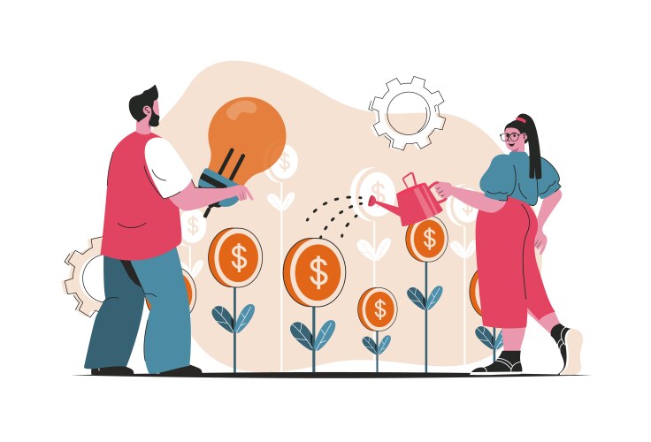 Investments 2d isolated Royalty Free Vector Image