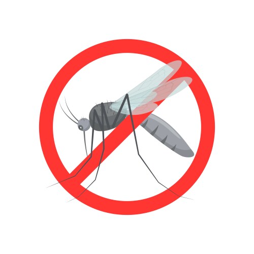 Stop sign with mosquito Royalty Free Vector Image