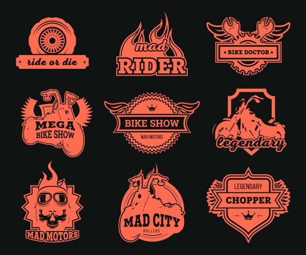 Set of biker emblems Royalty Free Vector Image