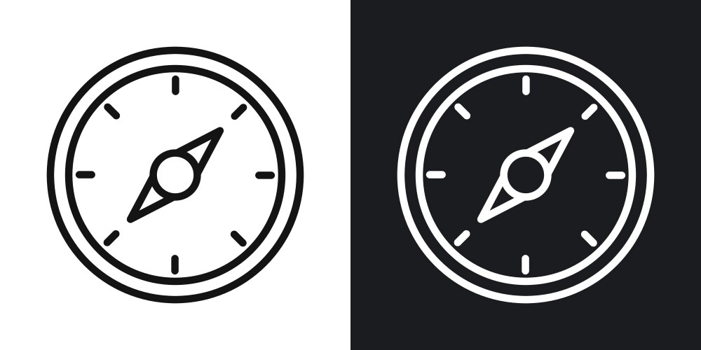 Compass icon set in black and white outlines Vector Image