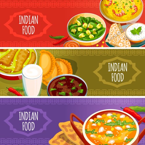 Indian cuisine menu cover authentic india dishes Vector Image