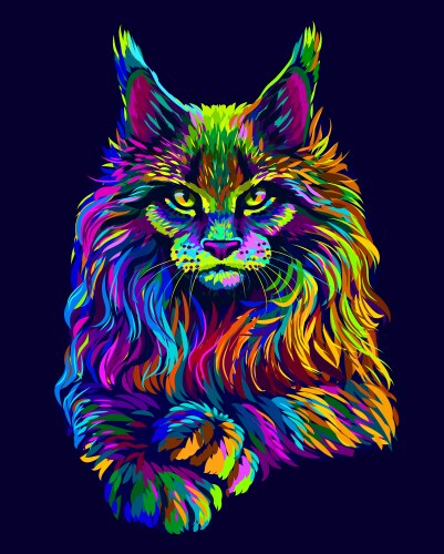 Lynx abstract neon multicolored portrait Vector Image