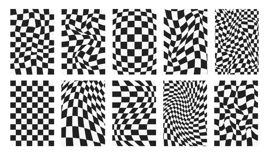 Psychedelic checkerboard set of trippy checkered Vector Image